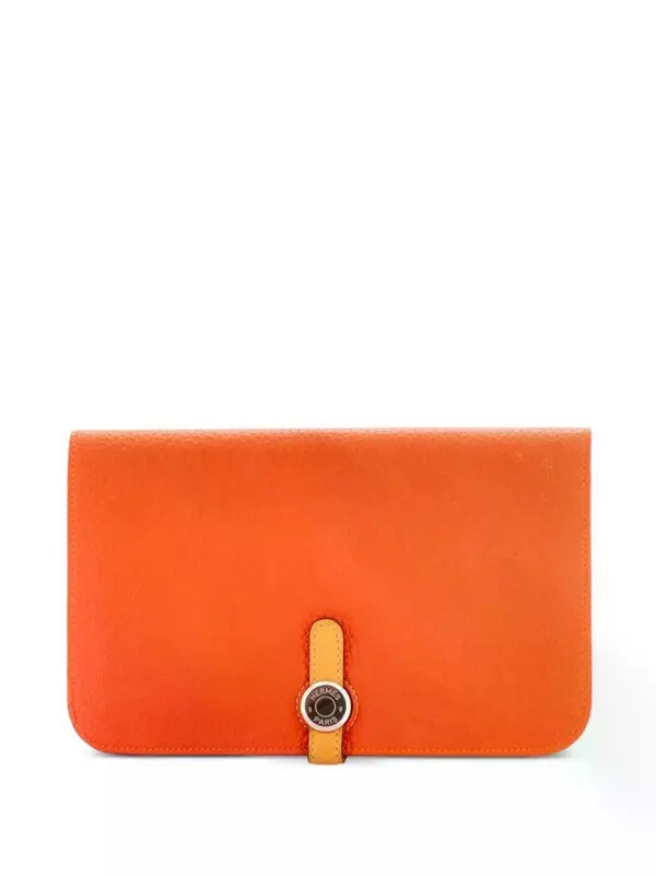 Hermès Dogon Duo Combined Wallet Leather Small Wallets - Orange