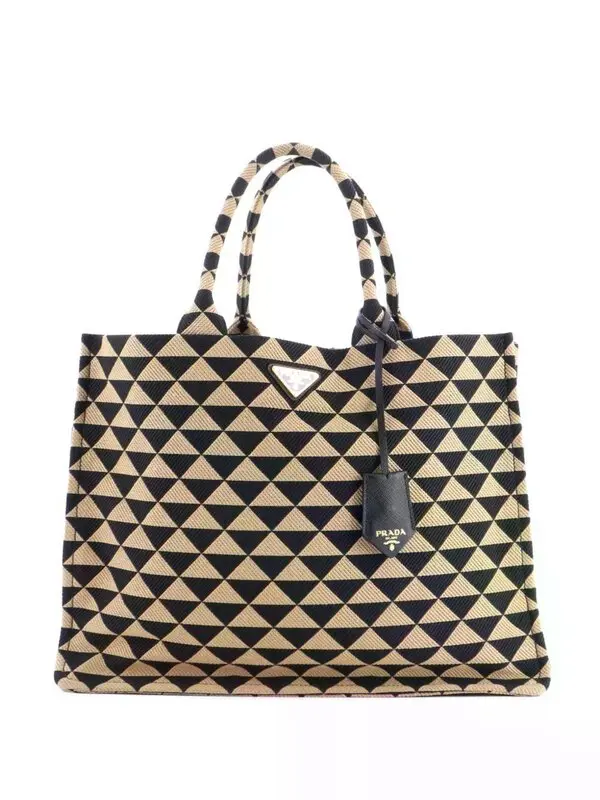 Prada Symbole Shopper Jacquard Large Tote Bag - Brown