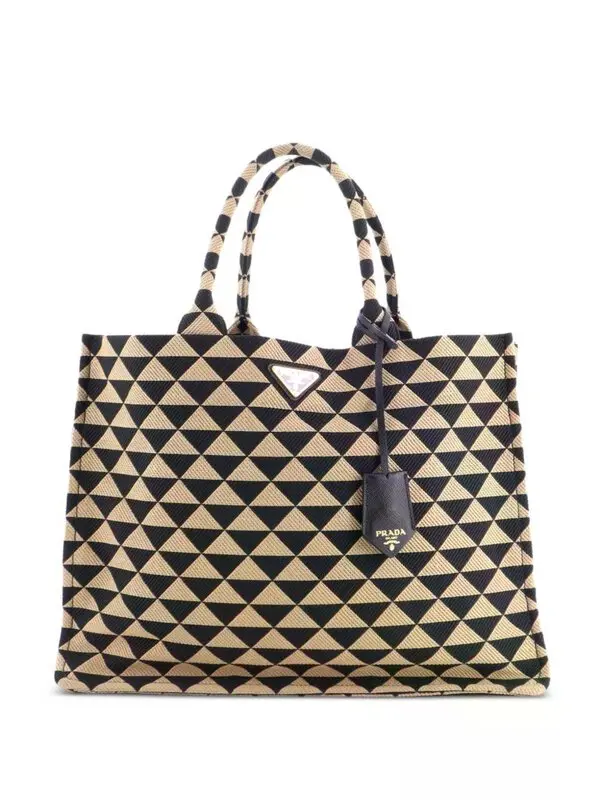 Prada Symbole Jacquard Large Tote Bag - Brown
