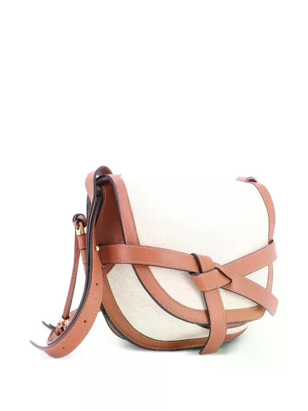 Loewe Gate Dual Anagram Canvas And Leather Shoulder Bag