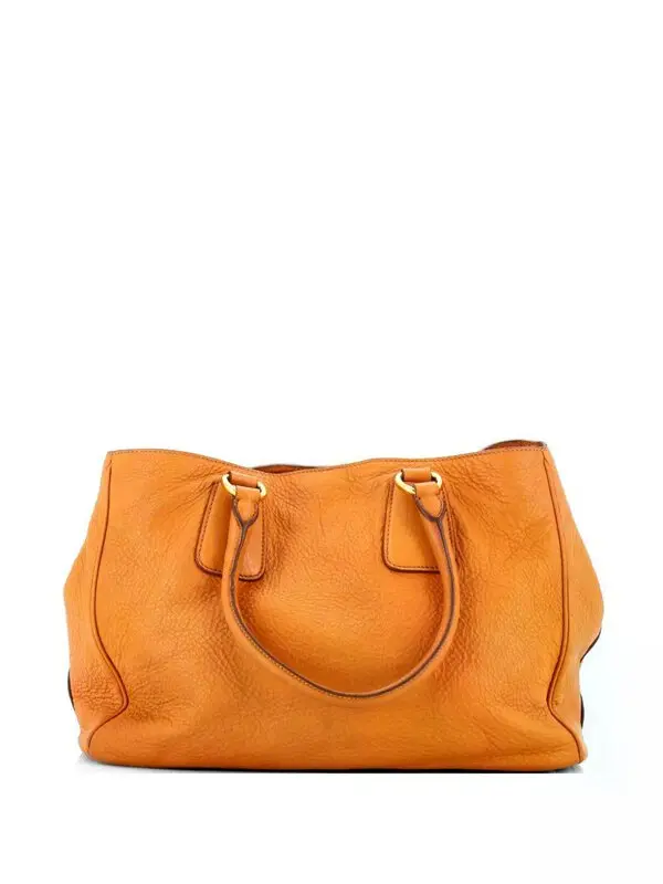 Prada Convertible Shopper Vitello Daino Large Tote Bag - Orange