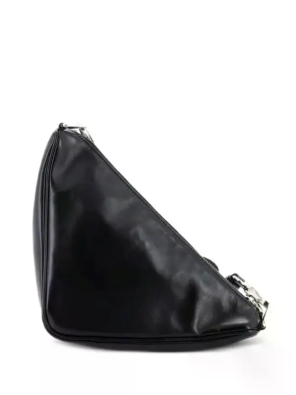 Prada Triangle Logo Zip Leather Crossbody Bag