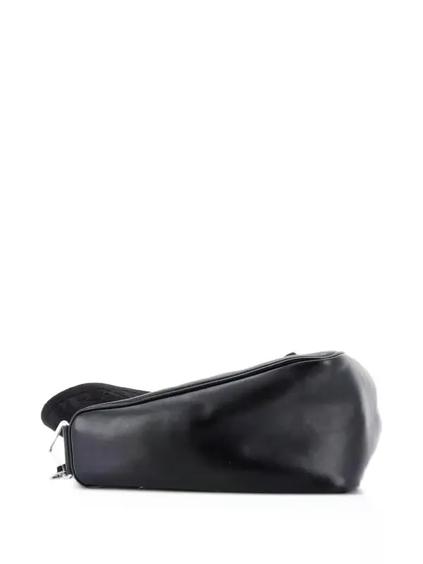 Prada Triangle Logo Zip Leather Crossbody Bag