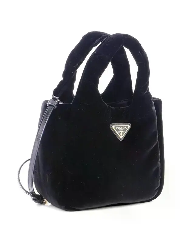 Prada Padded Velvet Mini Tote Bag - Black