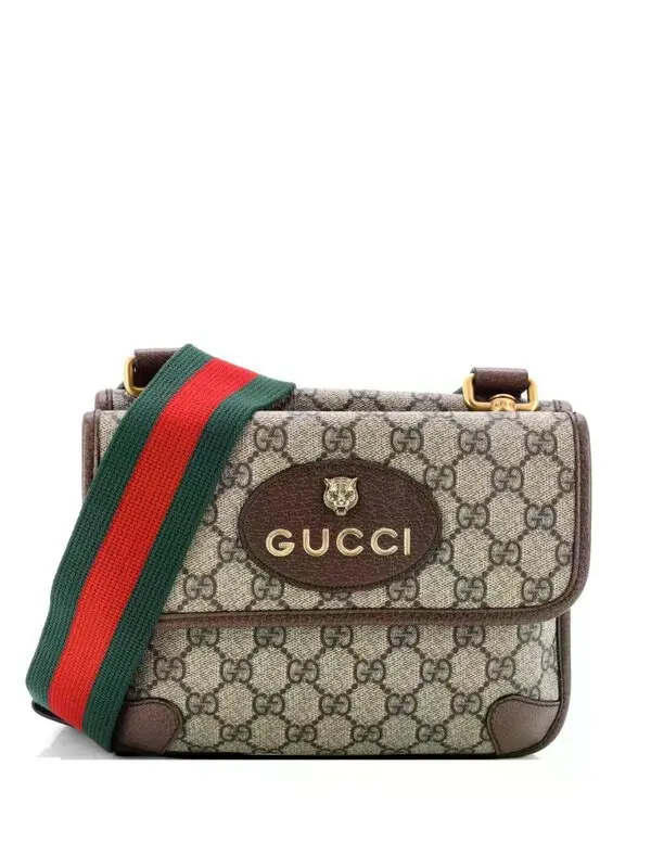 Gucci Neo Vintage Flap Messenger Gg Coated Canvas Crossbody Bag - Brown