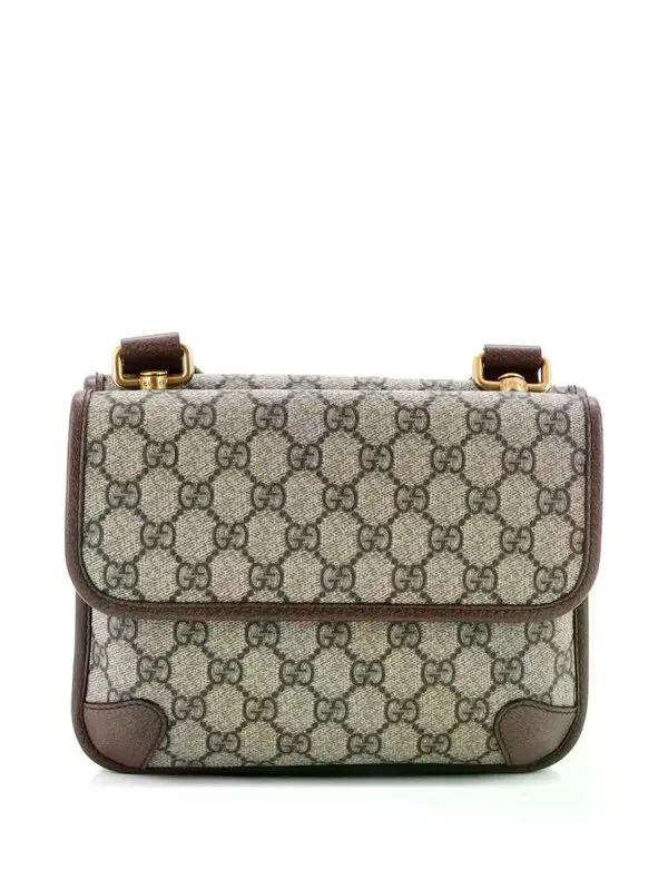 Gucci Neo Vintage Flap Messenger Gg Coated Canvas Crossbody Bag - Brown