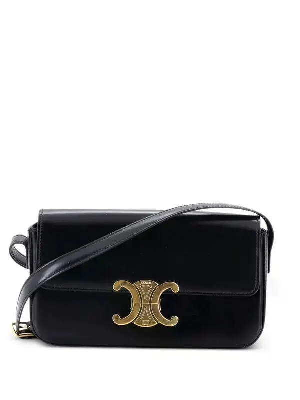 Celine Triomphe East-west Smooth Calfskin Shoulder Bag - Black