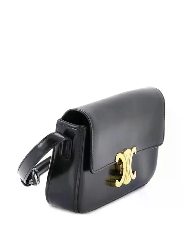 Celine Triomphe East-west Smooth Calfskin Shoulder Bag - Black