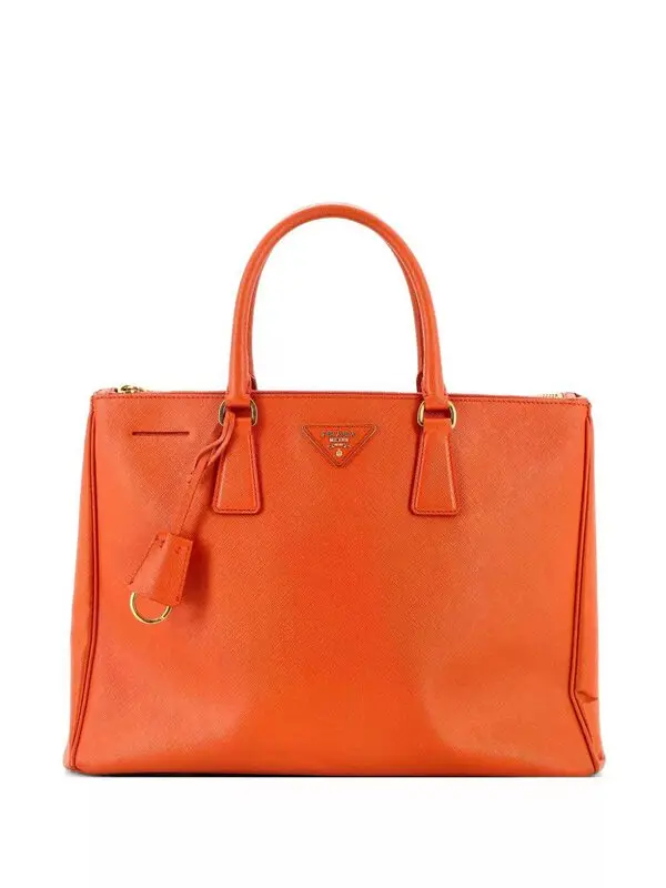 Prada Lux Saffiano Leather Large Tote Bag - Orange