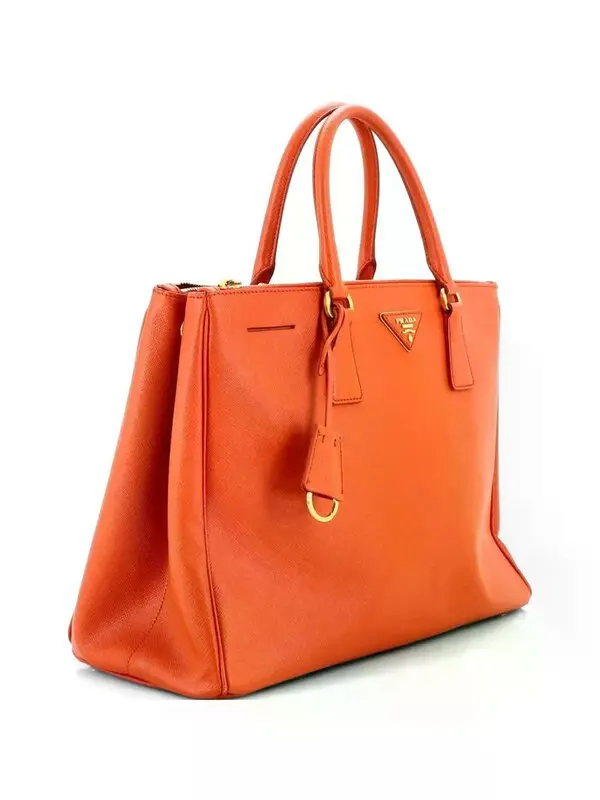 Prada Lux Saffiano Leather Large Tote Bag - Orange