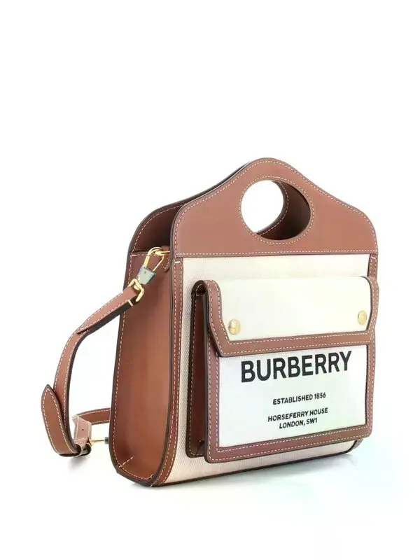 Burberry Logo Pocket Tote With Mini Crossbody Bag - Brown