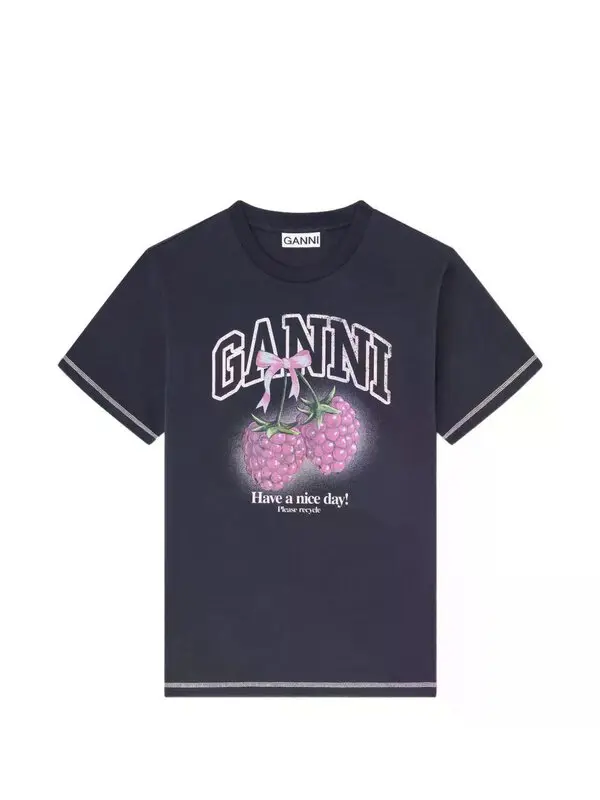 GANNI Graphic T-shirt - Blue