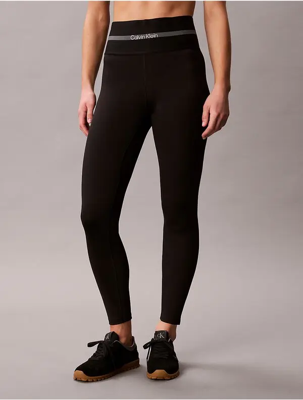 Calvin Klein Icon Sport Striped Wide Waistband 7/8 Leggings - Black