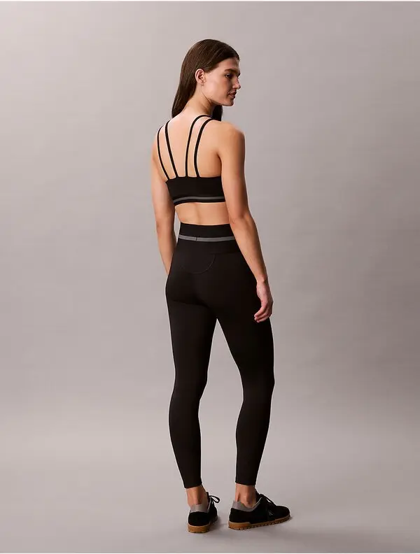 Calvin Klein Icon Sport Striped Wide Waistband 7/8 Leggings - Black