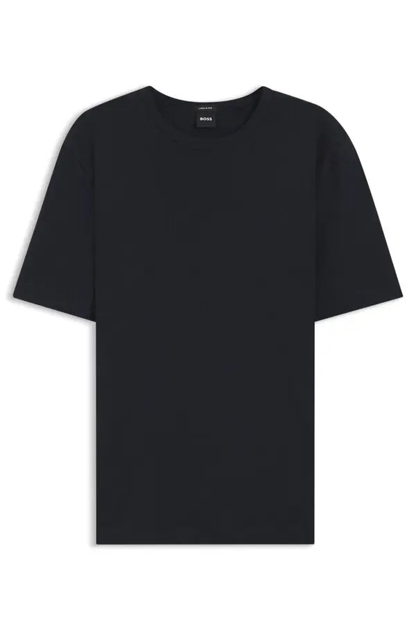 BOSS Cotton-linen T-shirt In A Regular Fit - Dark Blue