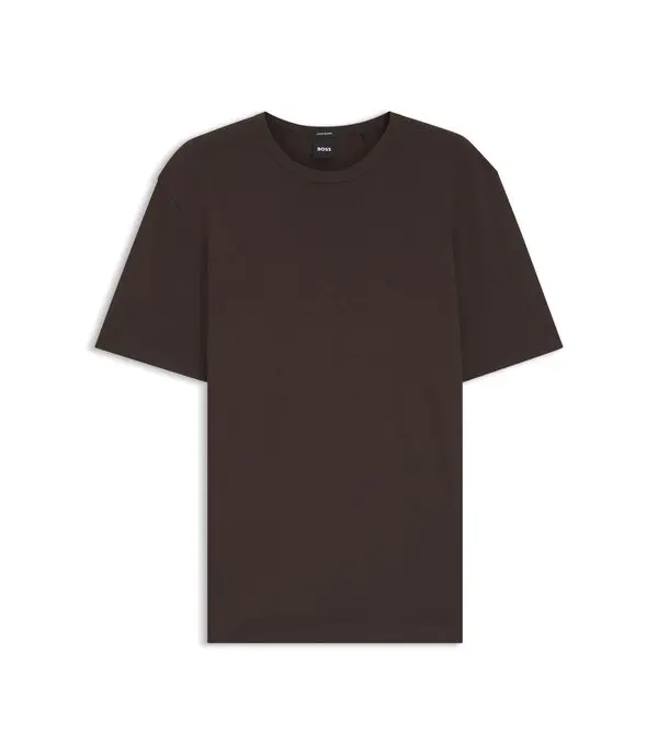 BOSS Cotton-linen T-shirt In A Regular Fit - Dark Brown