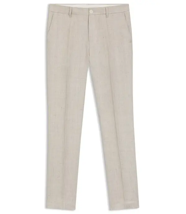 BOSS Slim-fit Linen Blend Trousers - Light Grey