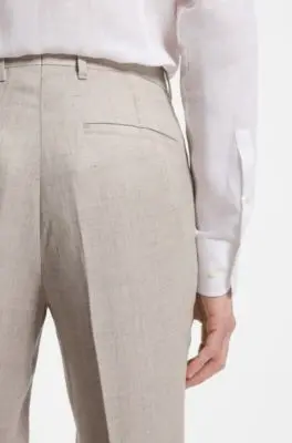 BOSS Slim-fit Linen Blend Trousers - Light Grey