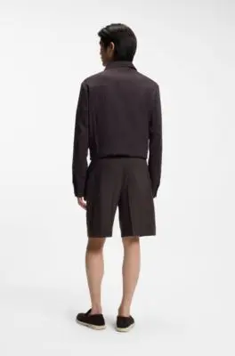 BOSS Relaxed-fit Tech Linen Shorts