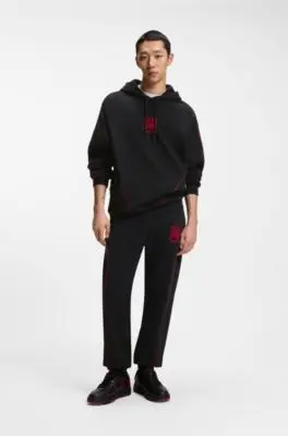 Hugo X Rb Stretch-cotton Hoodie With Bull Motif