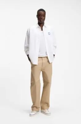 Hugo Oversize-fit Shirt In Oxford Cotton With Logo Embroidery