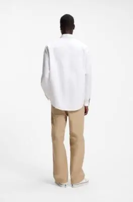 Hugo Oversize-fit Shirt In Oxford Cotton With Logo Embroidery