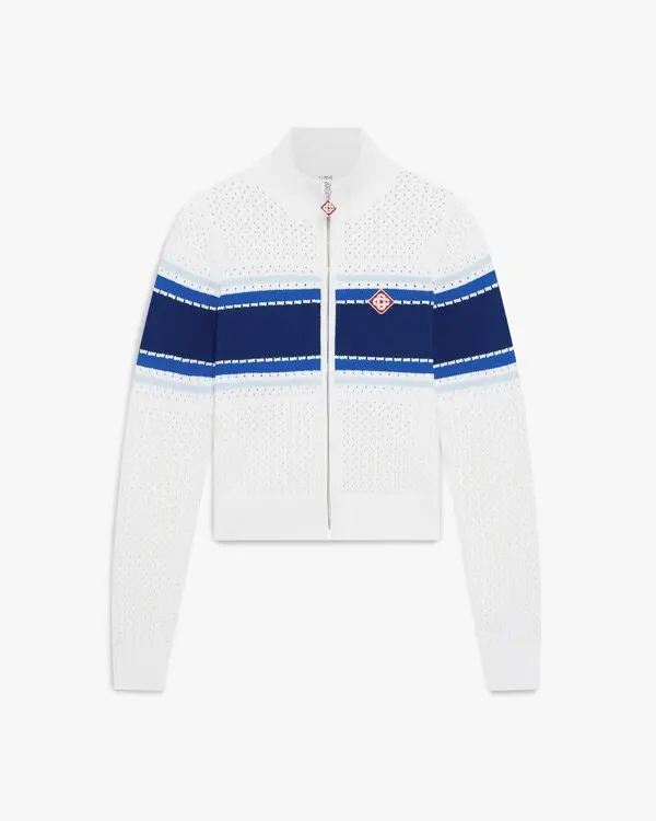 Casablanca Striped Mesh Bomber Jacket - Blue