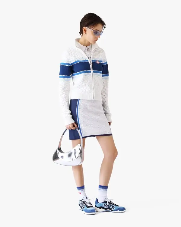 Casablanca Striped Mesh Bomber Jacket - Blue