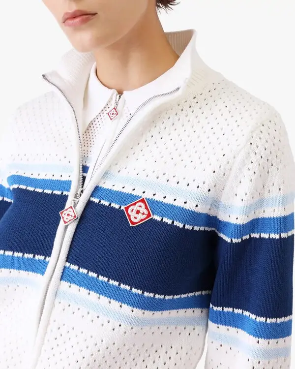 Casablanca Striped Mesh Bomber Jacket - Blue