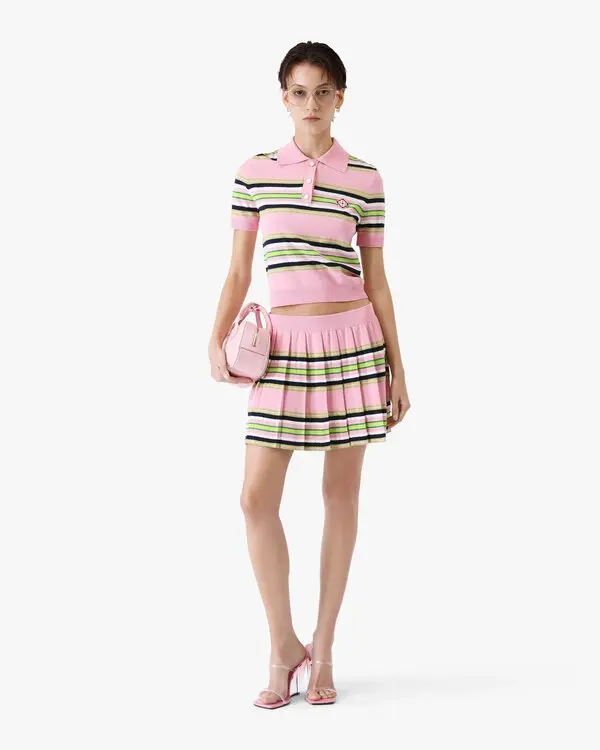 Casablanca Striped Fitted Polo Shirt - Green