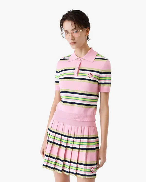 Casablanca Striped Fitted Polo Shirt - Green