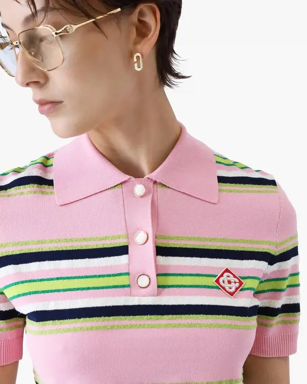 Casablanca Striped Fitted Polo Shirt - Green