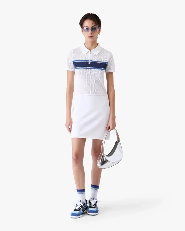 Casablanca Striped Mesh Midi Dress