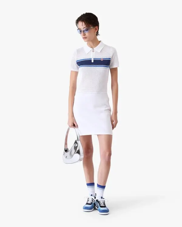 Casablanca Striped Mesh Midi Dress