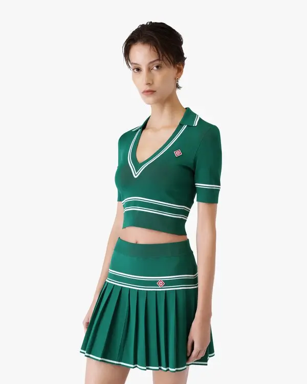 Casablanca Cropped Knit Polo Shirt