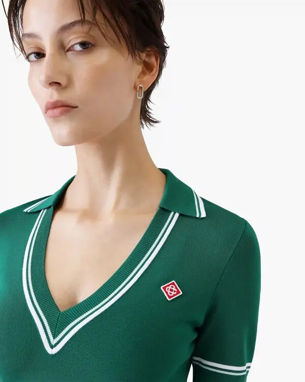 Casablanca Cropped Knit Polo Shirt