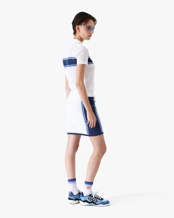 Casablanca Striped Mesh Mini Skirt - Blue