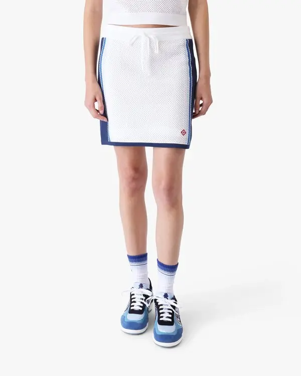 Casablanca Striped Mesh Mini Skirt - Blue