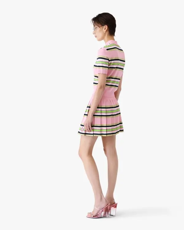 Casablanca Striped Pleated Mini Skirt - Green