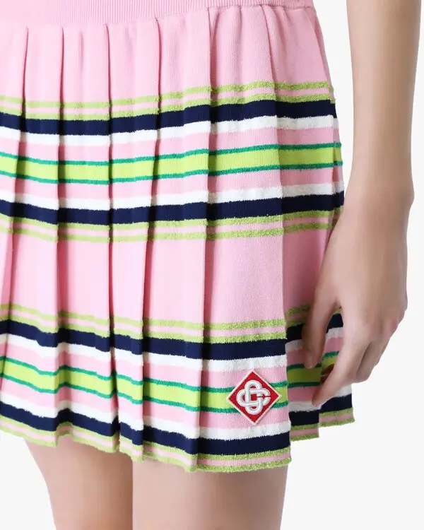 Casablanca Striped Pleated Mini Skirt - Green