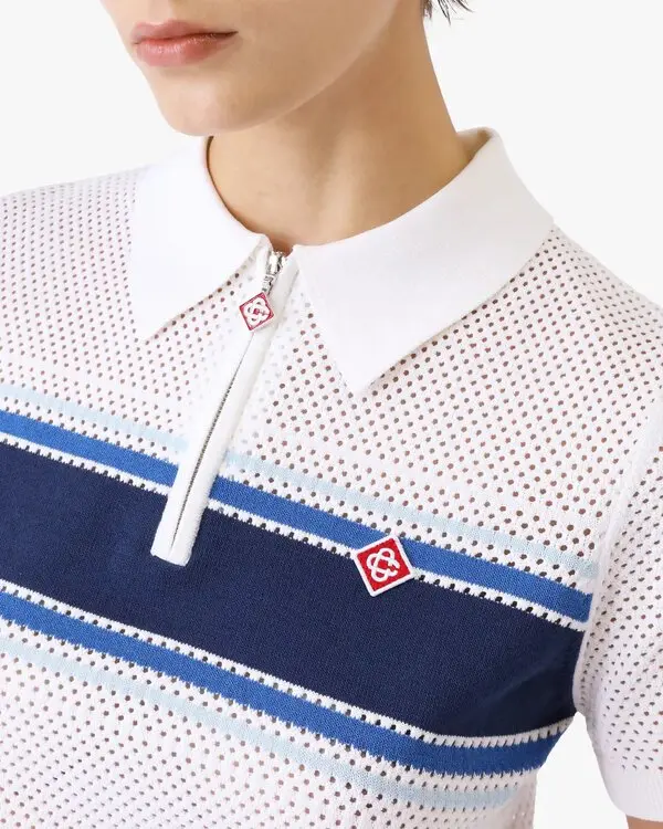 Casablanca Striped Mesh Polo Shirt