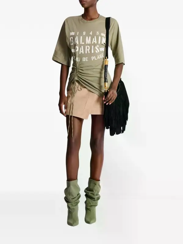 Balmain Club Print Drawstring T-shirt