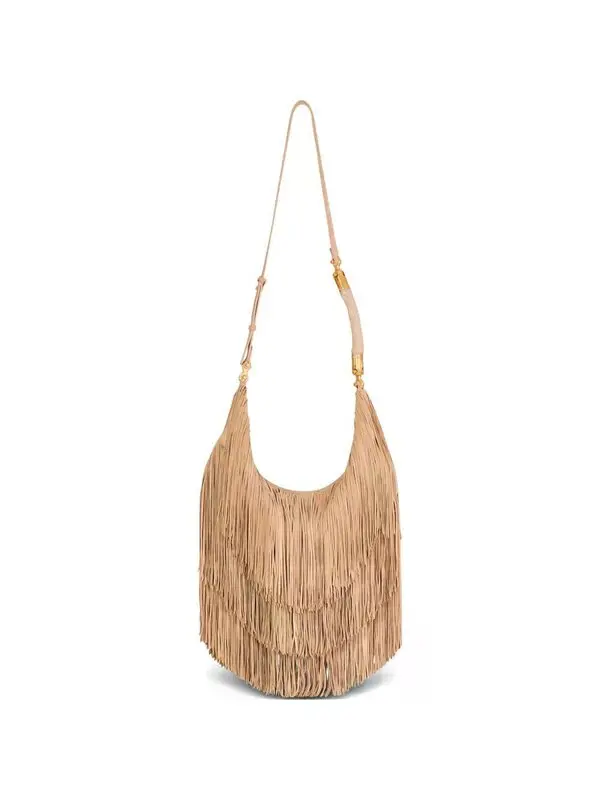 Balmain Large Fringed Shoulder Bag - Neutrals