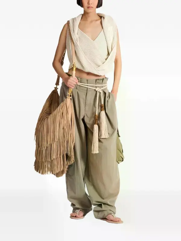 Balmain Large Fringed Shoulder Bag - Neutrals