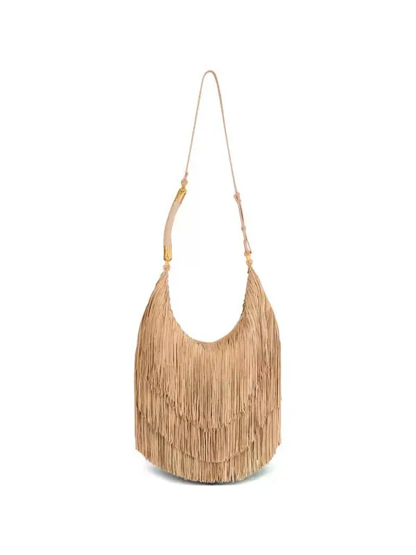 Balmain Large Fringed Shoulder Bag - Neutrals