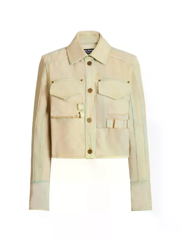 Balmain Faded Denim Cropped Jacket