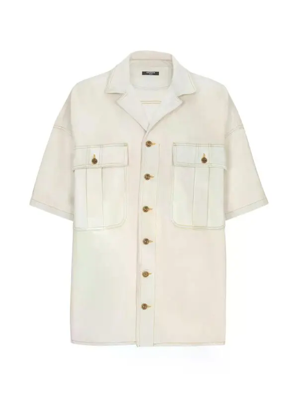 Balmain Topstitched Short-sleeve Shirt