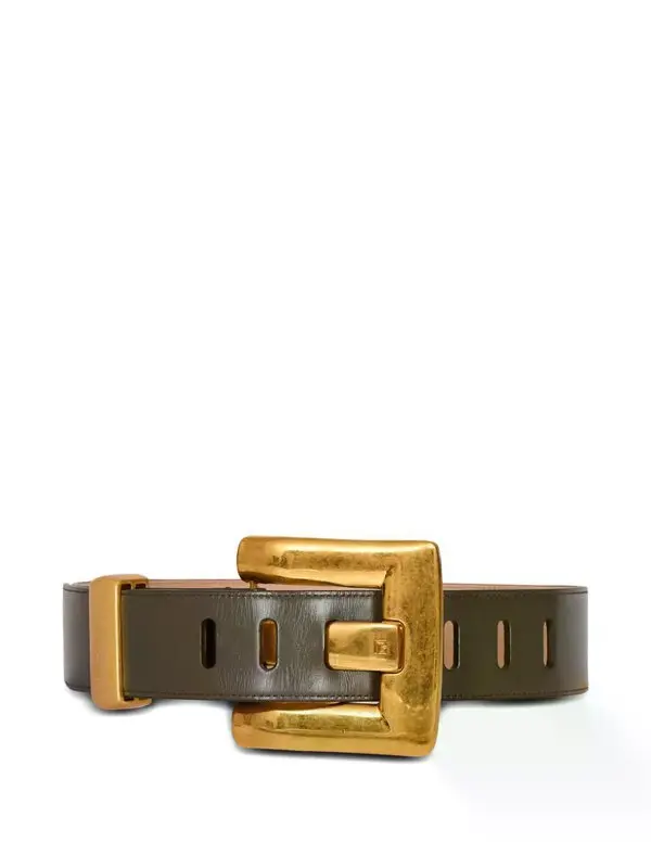 Balmain Anthem Calfskin Belt - Green