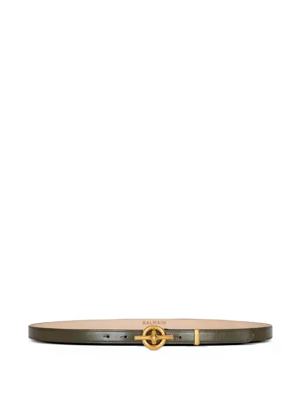 Balmain Leather T-bar Belt - Green