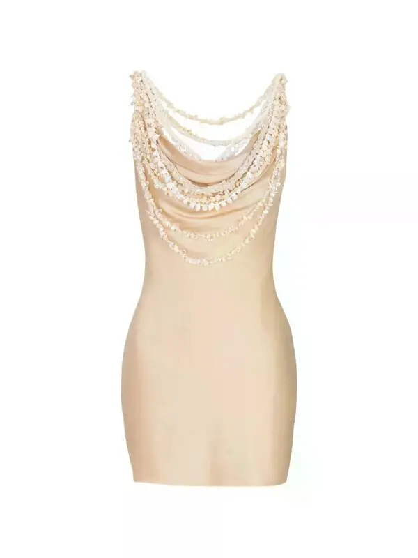 Balmain Shell-embellished Mini Dress - Neutrals